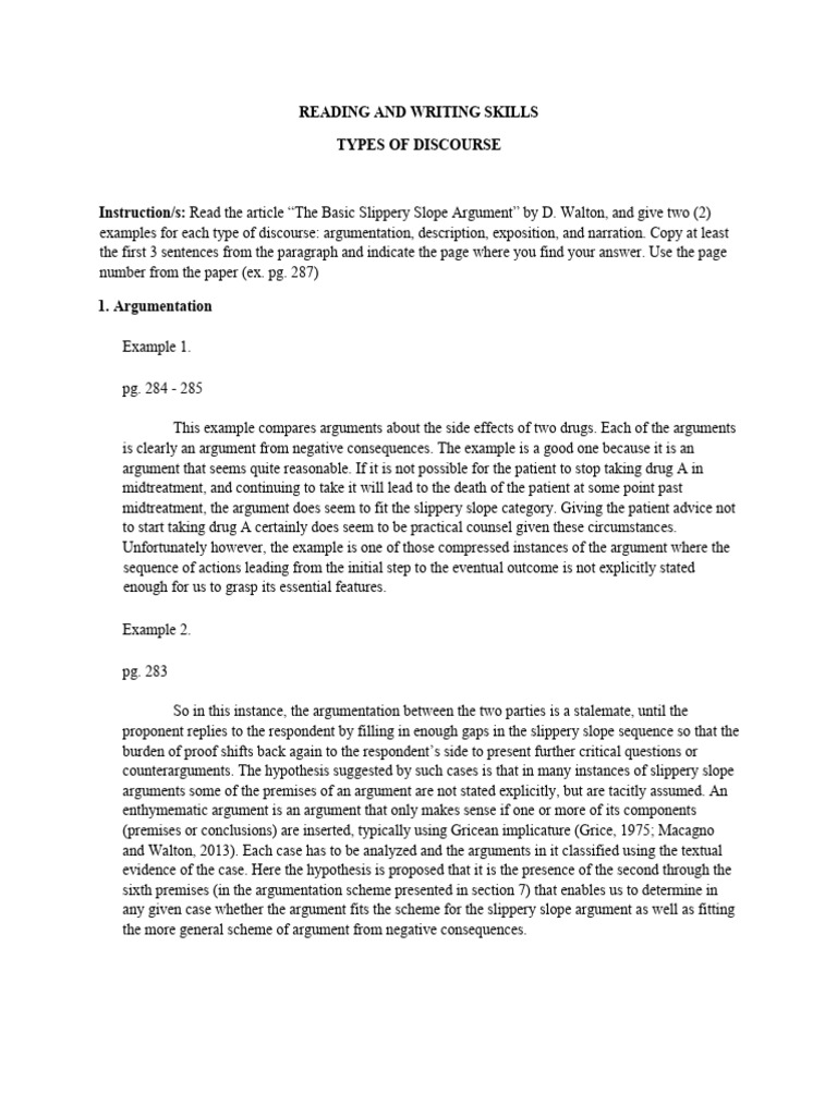 Types of Discourse | PDF | Argument | Logic