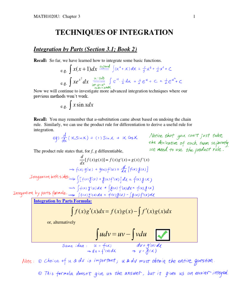 Lec1 IntegrationByParts | PDF | Integral | Mathematical Objects