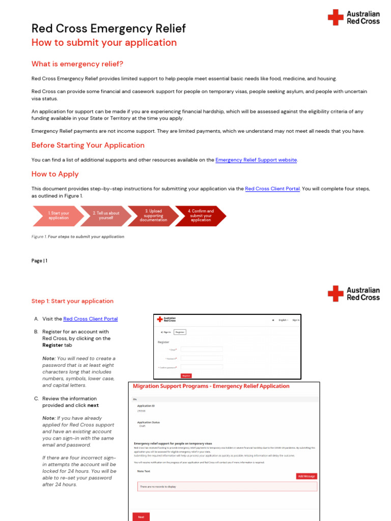 Red Cross Emergency Relief Application How To Guide Australia English | PDF | Travel Visa