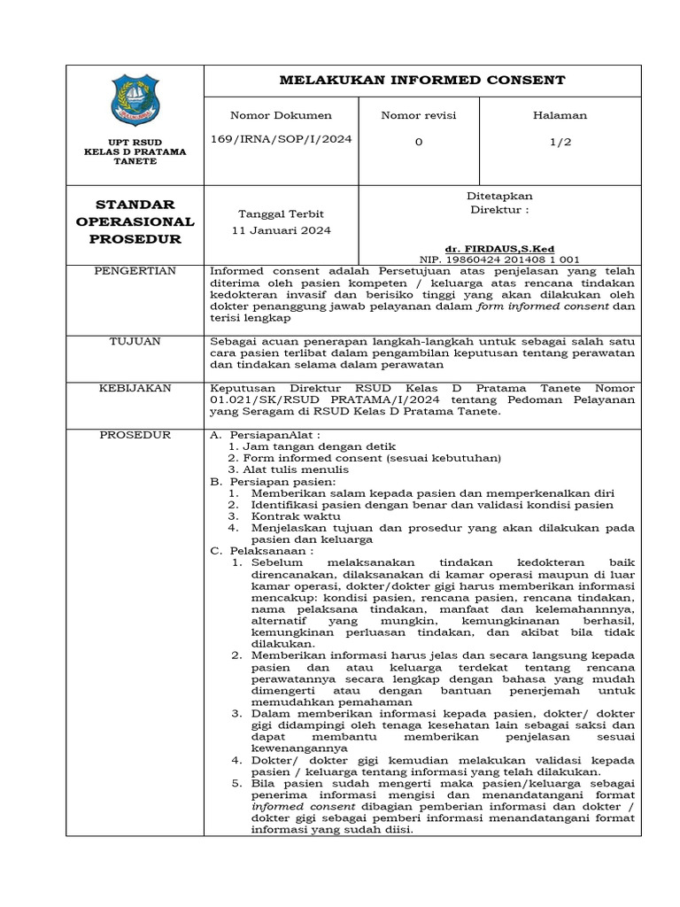 Sop 13 Melakukan Informed Consent Edit | PDF