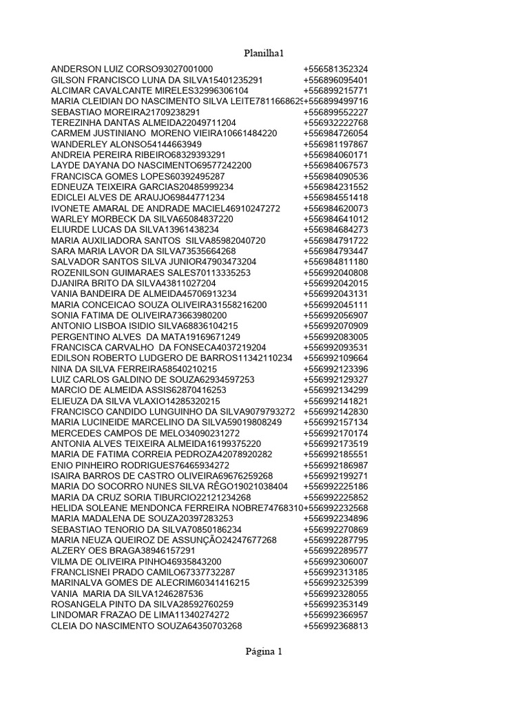 Lista de Contactos y Números Brasil | PDF