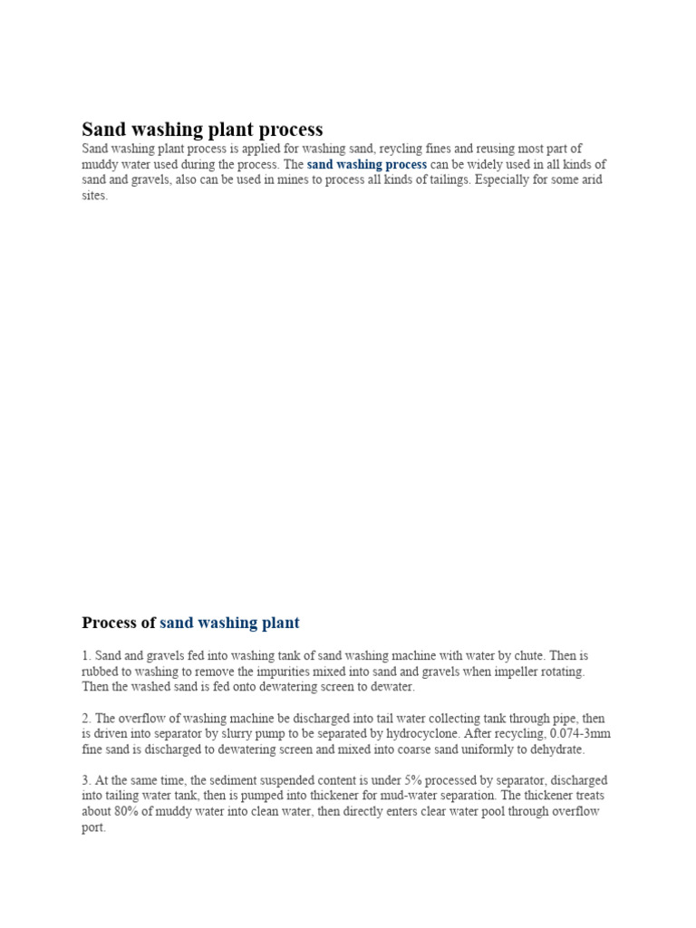 Sand Washing Plant Process Overview | PDF