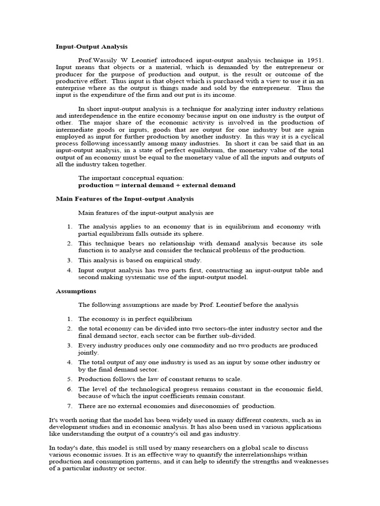 Chapter 6 - Analyze Leontief's Input-Output Analysis | PDF | Input–Output Model | Macroeconomics