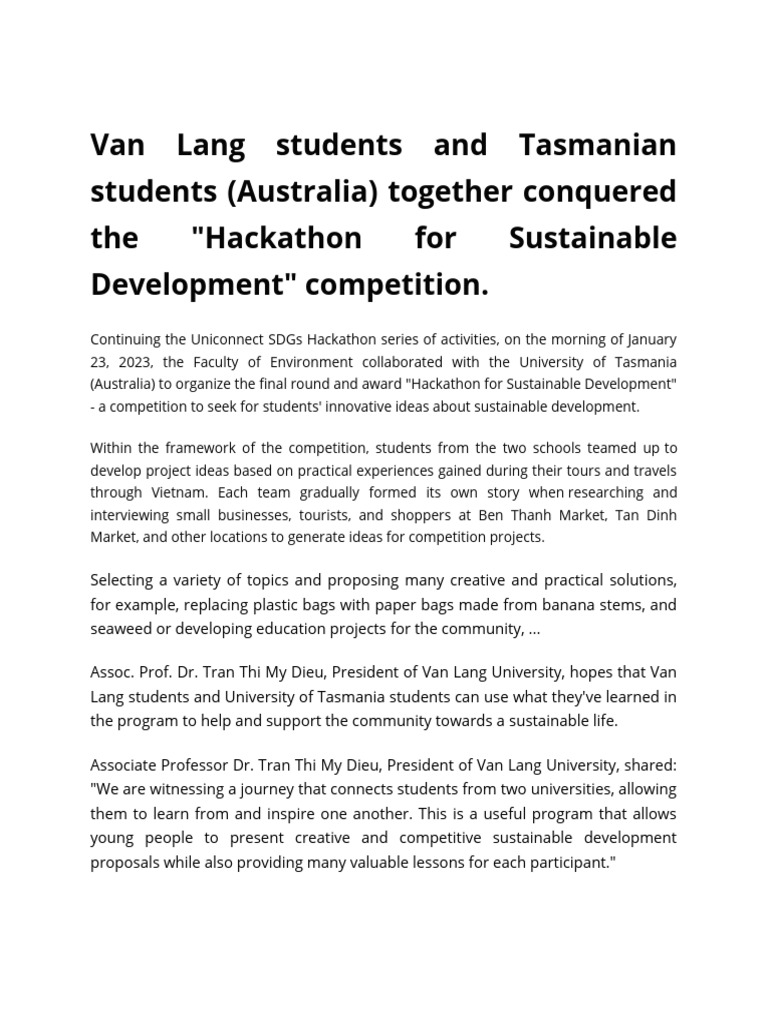 (Bao) (Translated) Sinh Viên Văn Lang Cùng Sinh Viên Tasmania (Úc) Chinh PH C Cu C Thi ...