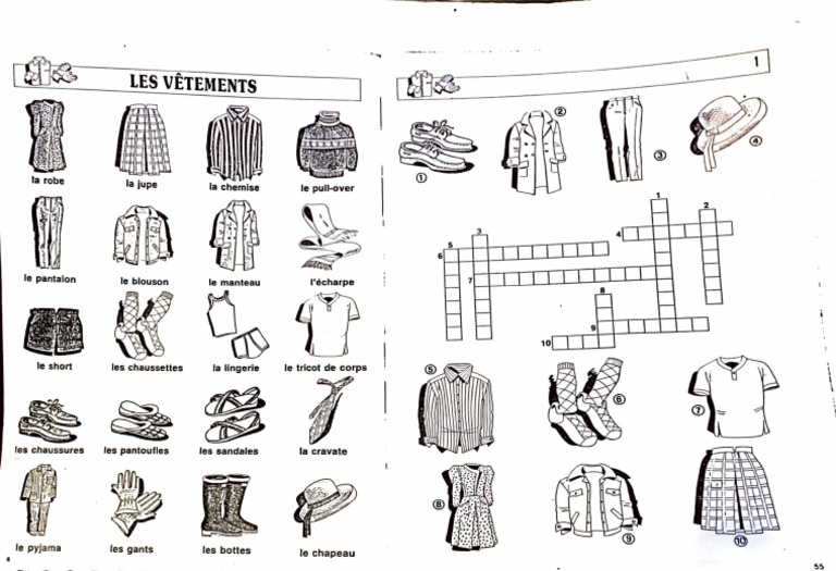 Les Vêtements Crucigrama | PDF
