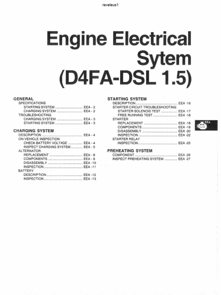 Engine Electrical System (D4FA - DSL 1.5) | PDF | Language Arts ...