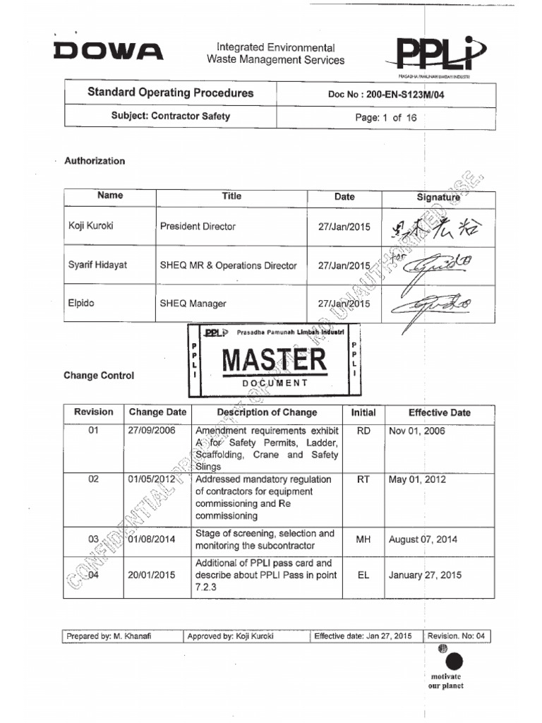 SOP Contractor Safety Management System | PDF