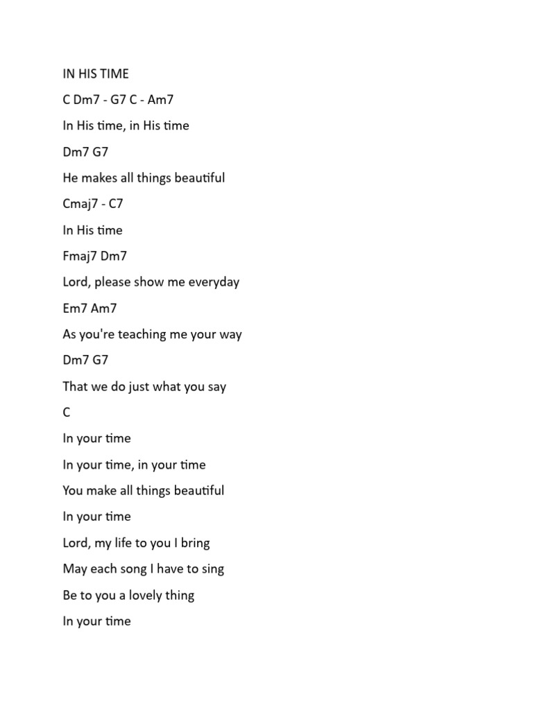 "In His Time: Worship Song Lyrics" | PDF