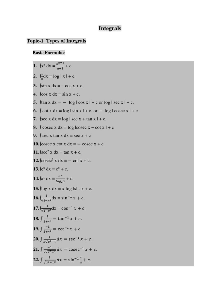 7 Integrals | PDF | Trigonometric Functions | Mathematical Concepts