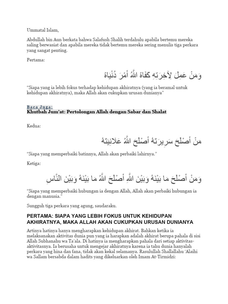 3 Wasiat Salafus Salih | PDF | Agama & Spiritualitas