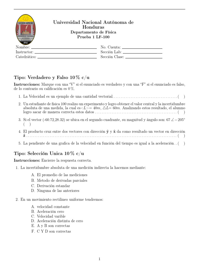 Prueba Tipo B | PDF | Aceleración | Vector Euclidiano