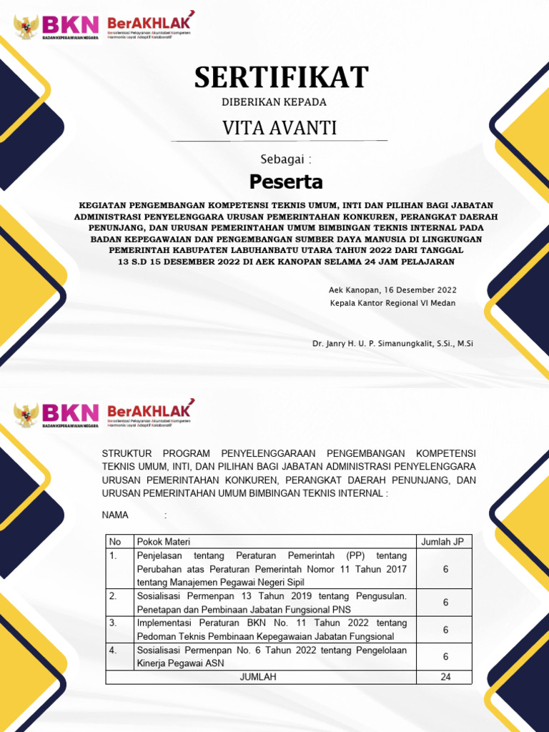 Sertifikat Bimtek | PDF