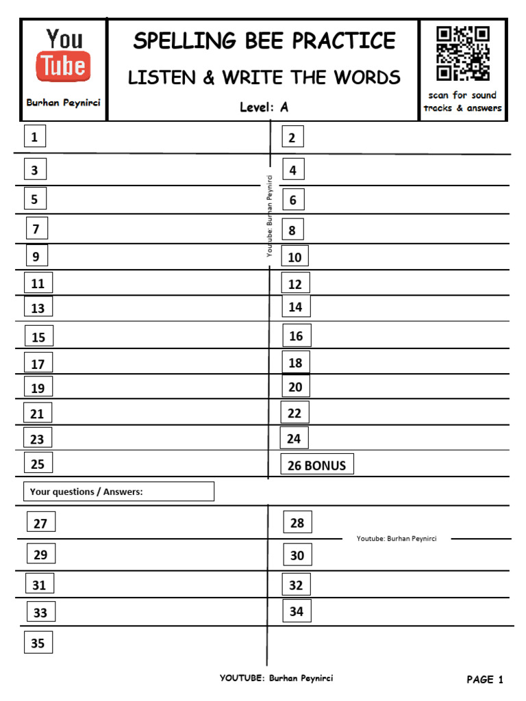 Spelling Bee Practice Exercises PDF | PDF