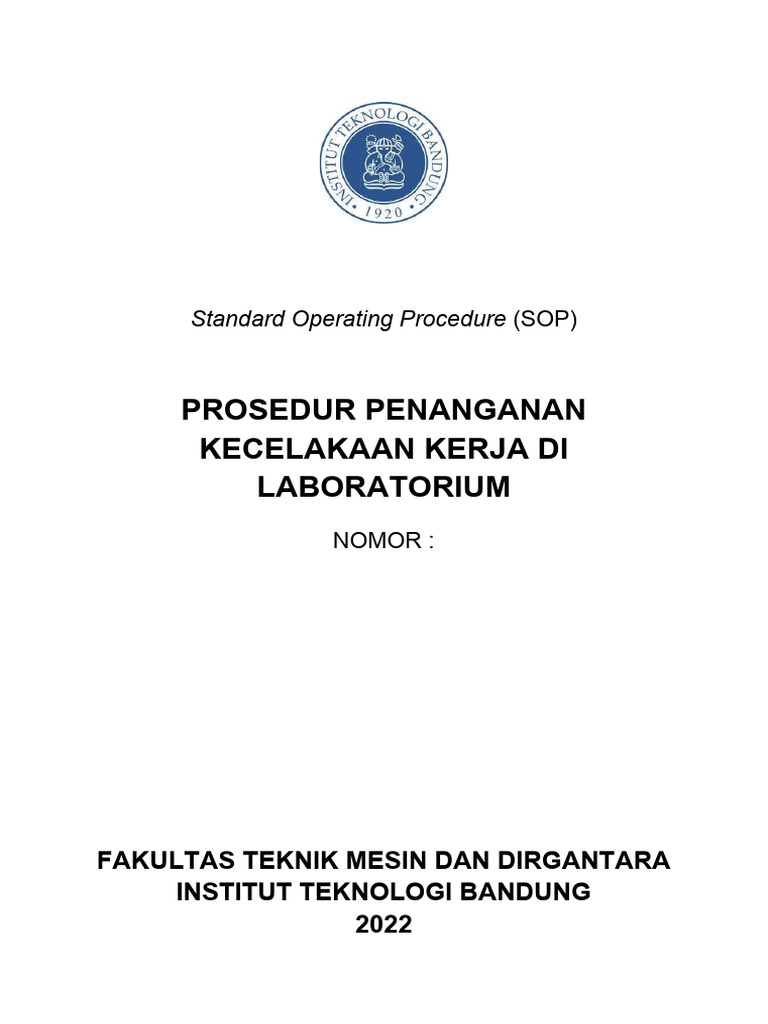 SOP 01 Prosedur Penanganan Kecelakaan Kerja Laboratorium | PDF