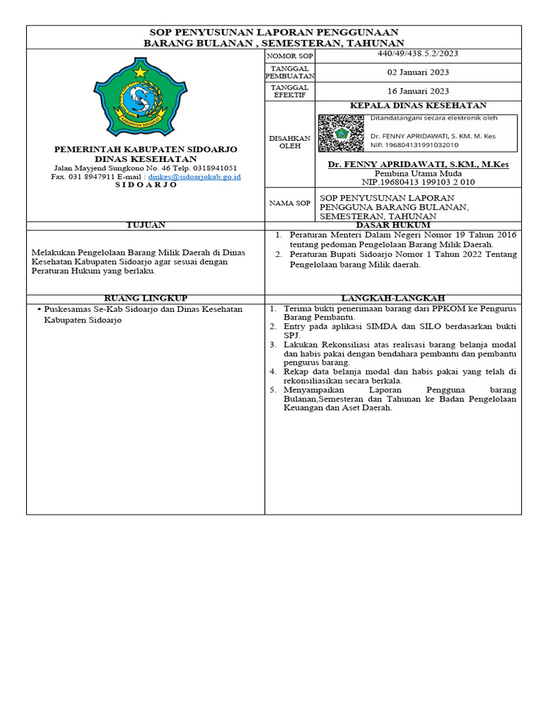 Sop Penyusunan Laporan BMD | PDF