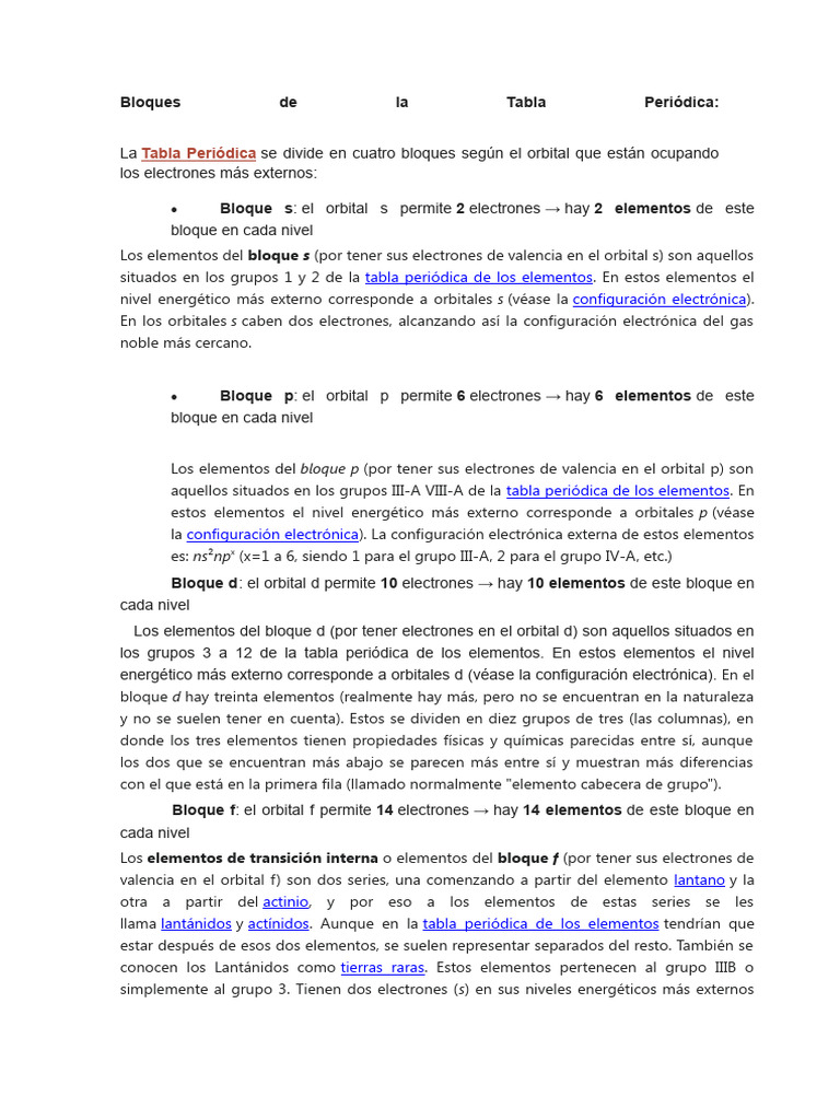 Tabla Periódica | PDF | Metales de transición | Enlace químico