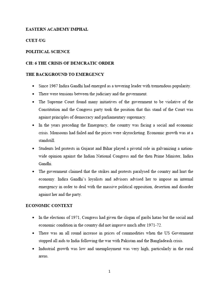 Crisis of Democratic Order | PDF | Government | Government Of India