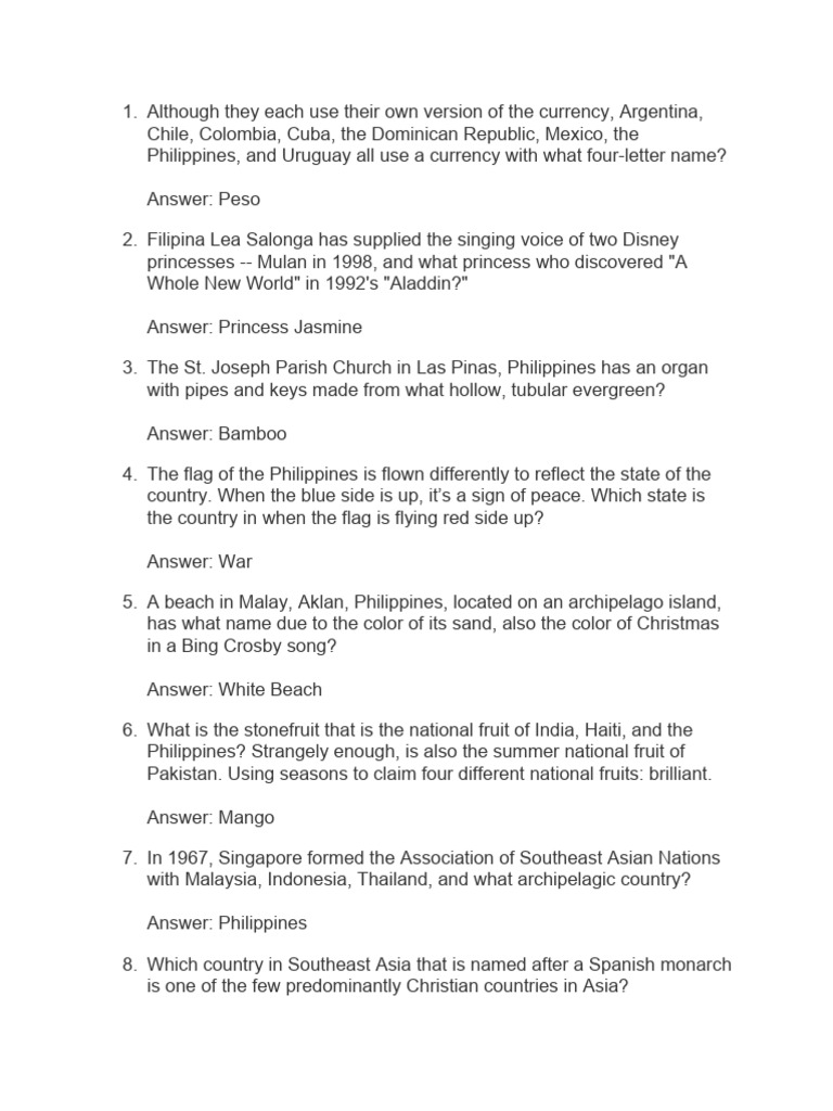 Philippine Trivia | Download Free PDF | Philippines