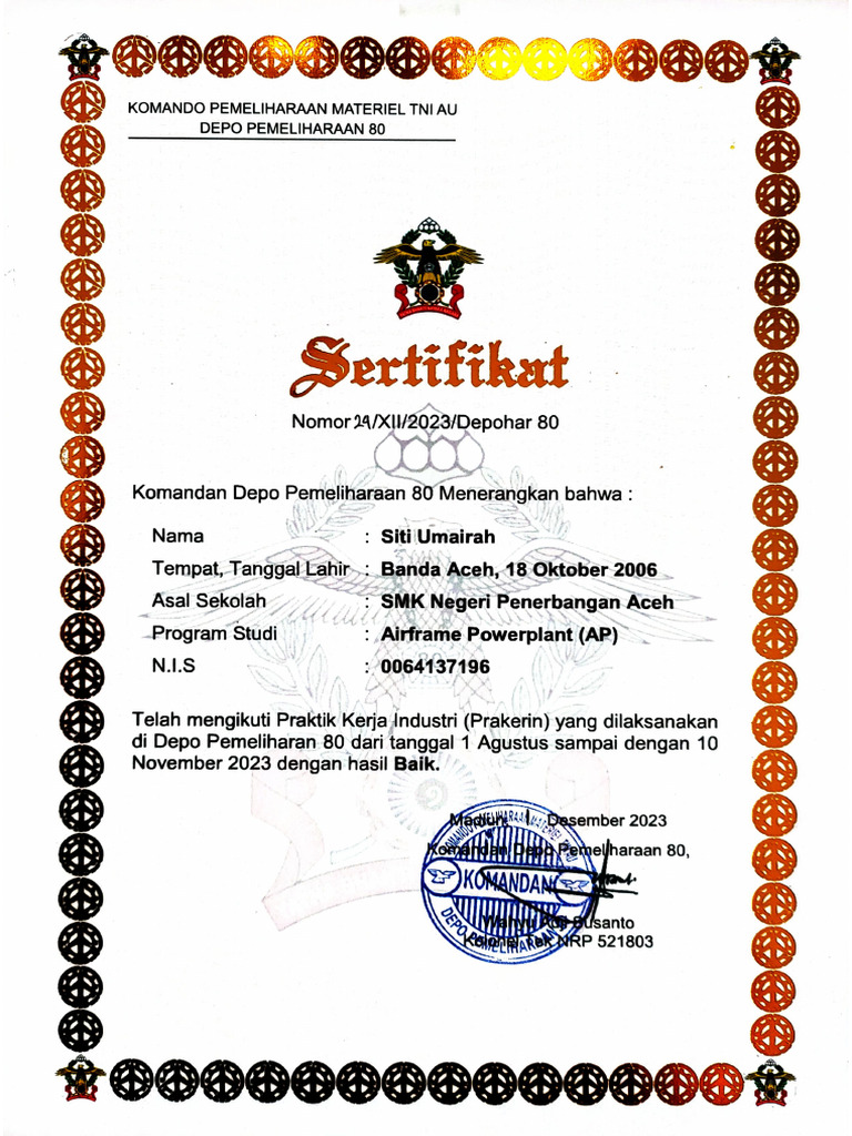 Contoh Sertifikat | PDF