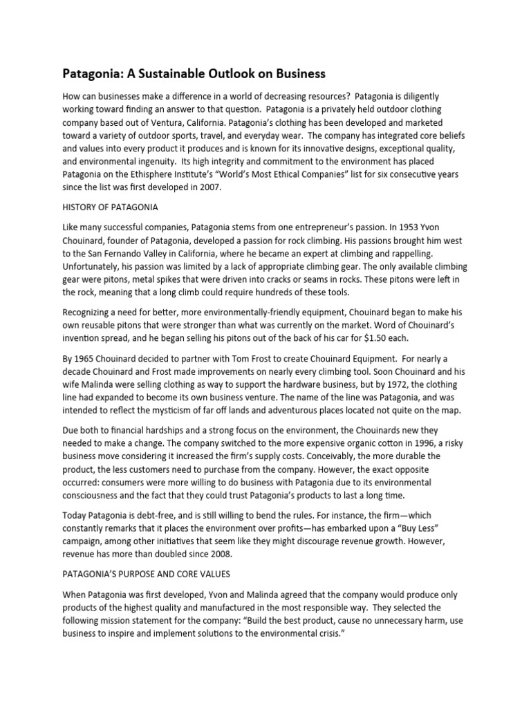 Patagonia - Case Study | PDF | Corporate Social Responsibility ...