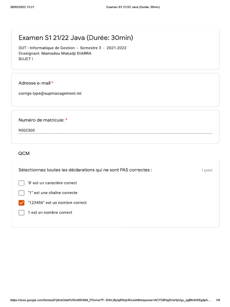 2IG Examen Java 21-22 CORRIGE-TYPE | PDF