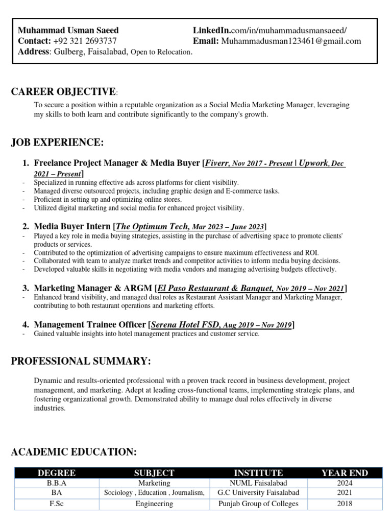 CV For Internship Report PDF | PDF | Business