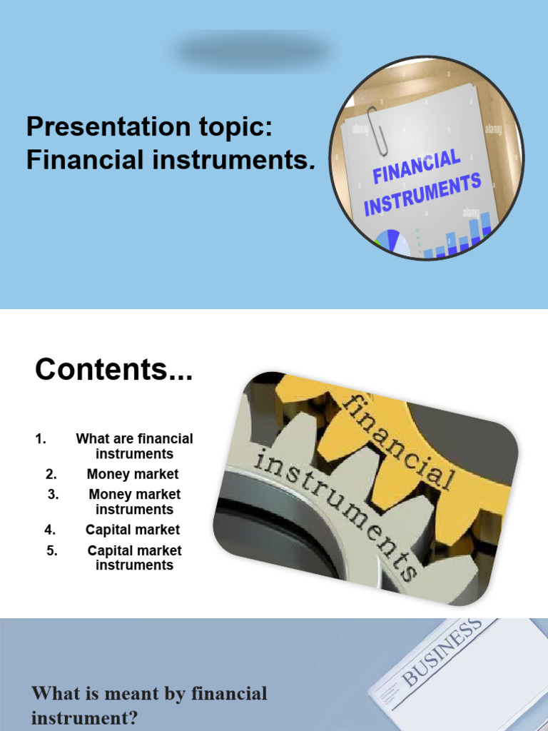 Financial Instruments Presentation | PDF | Stocks | Bonds (Finance)