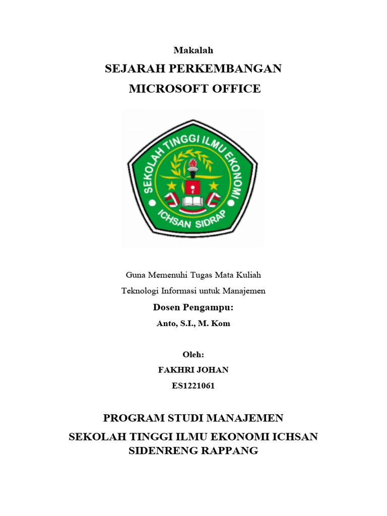 Sejarah Perkembangan Microsoft Office Pdf