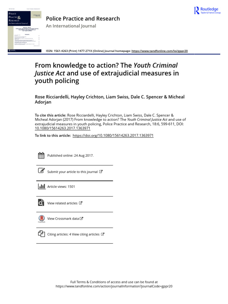 From Knowledge To Action The Youth Criminal Justice Act and Use of ...