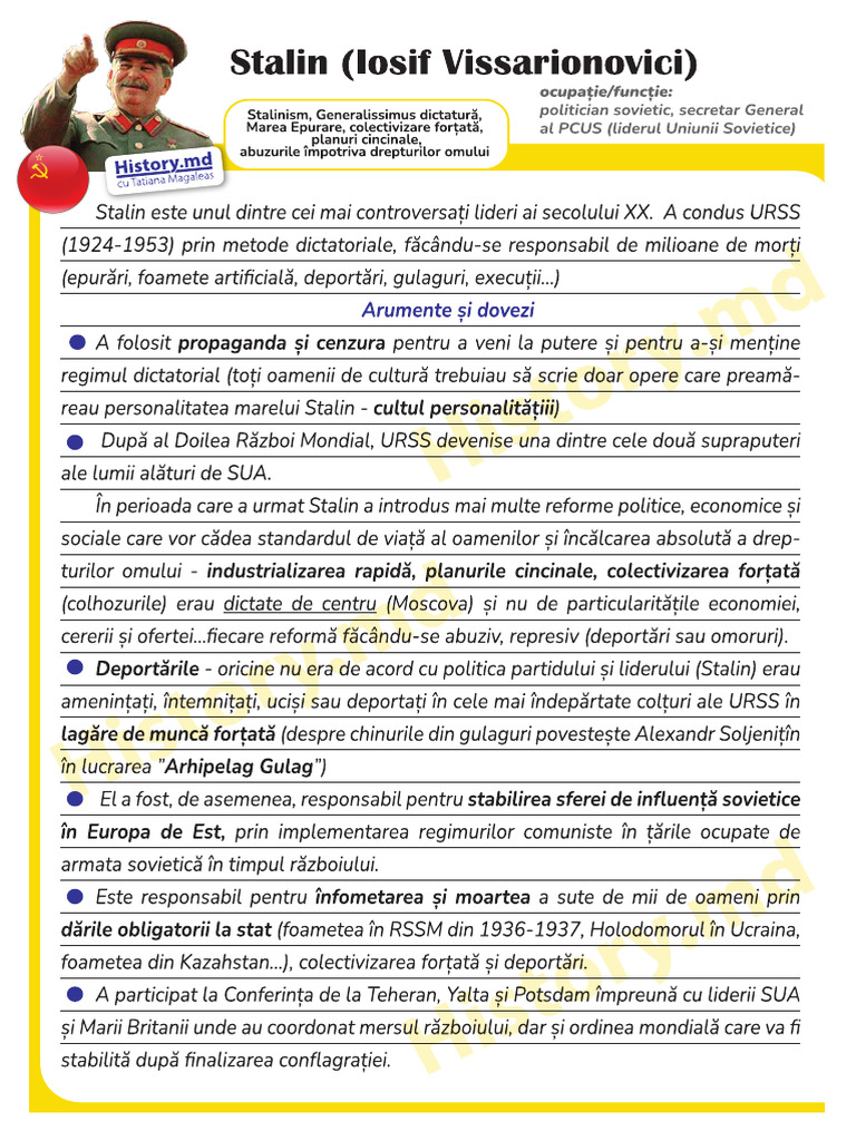 Stalin (Iosif Vissarionovici) - Importanta Istorica | PDF