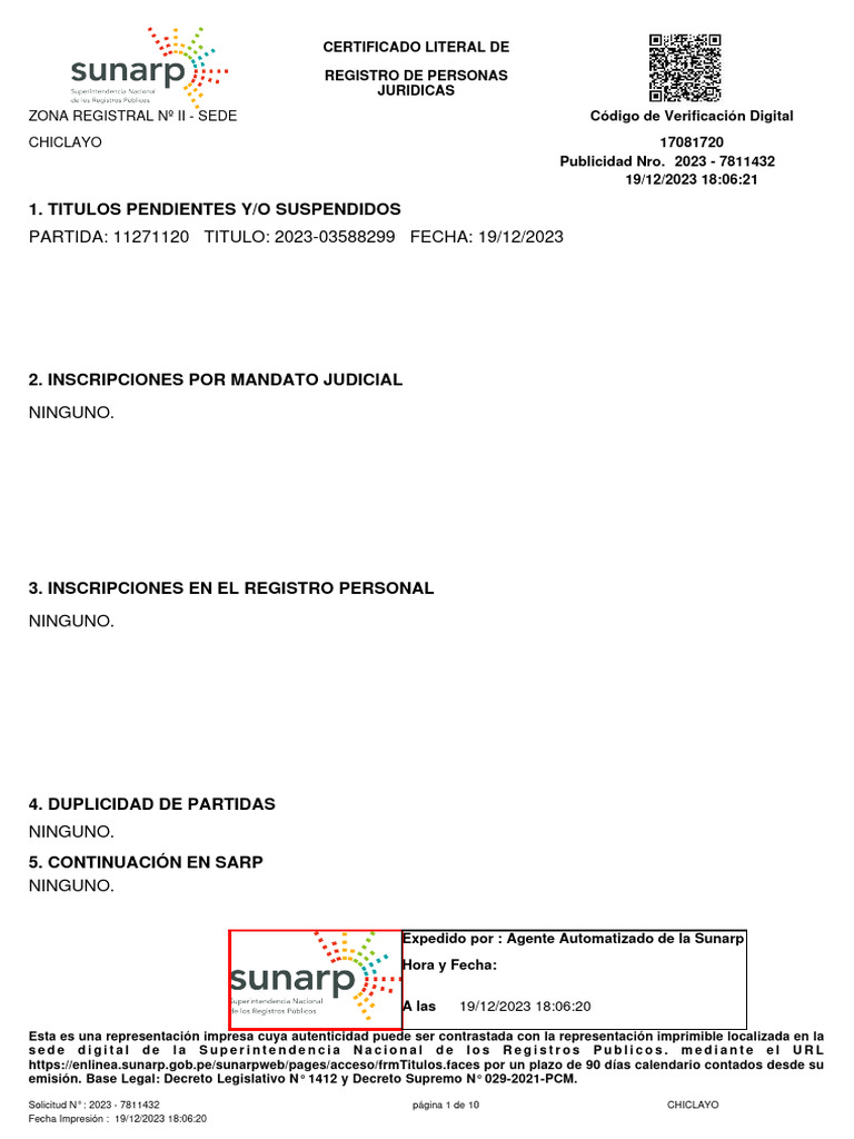 Partida #11271120 - Asociación Club Deportivo Juan Pablo II | PDF Partida #11271120 - Asociación Club Deportivo Juan Pablo II | PDF