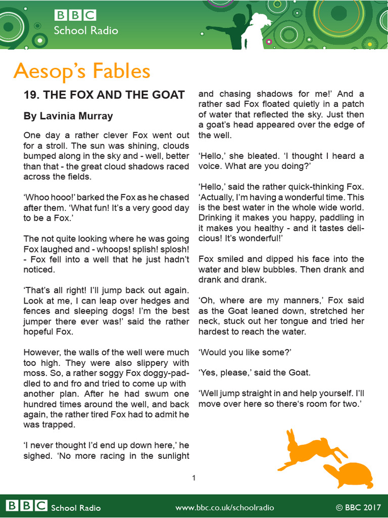 Aesop's Fable: The Fox and the Goat | PDF