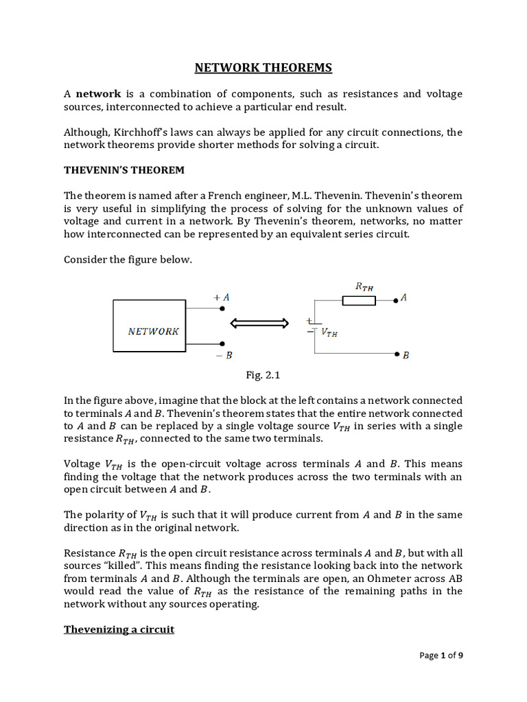 Module 3 - Network Theorems (Phy 202) | PDF | Electrical Network | Series And Parallel Circuits