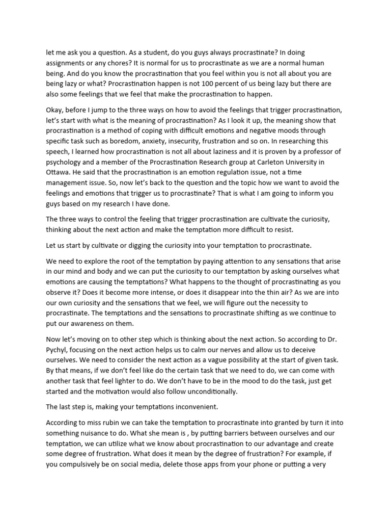 Informative Speech Script | PDF | Self-Improvement