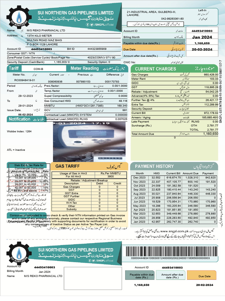 SNGPL - Web Bill | Download Free PDF | Taxes | Personal Finance