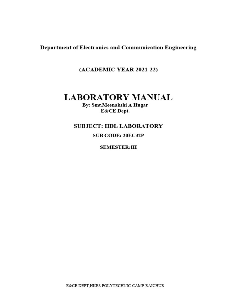 Verilog Lab Pdf Hardware Description Language Vhdl