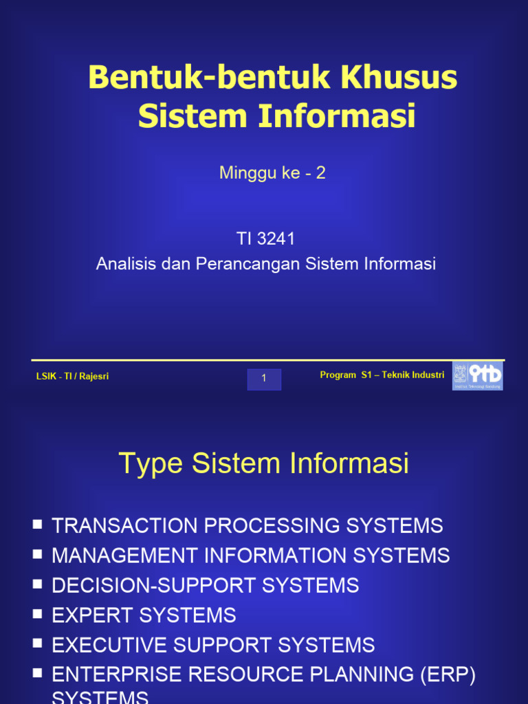 APSI 2 - Bentuk KHusus Sistem Informasi | PDF | Decision Support System | Expert