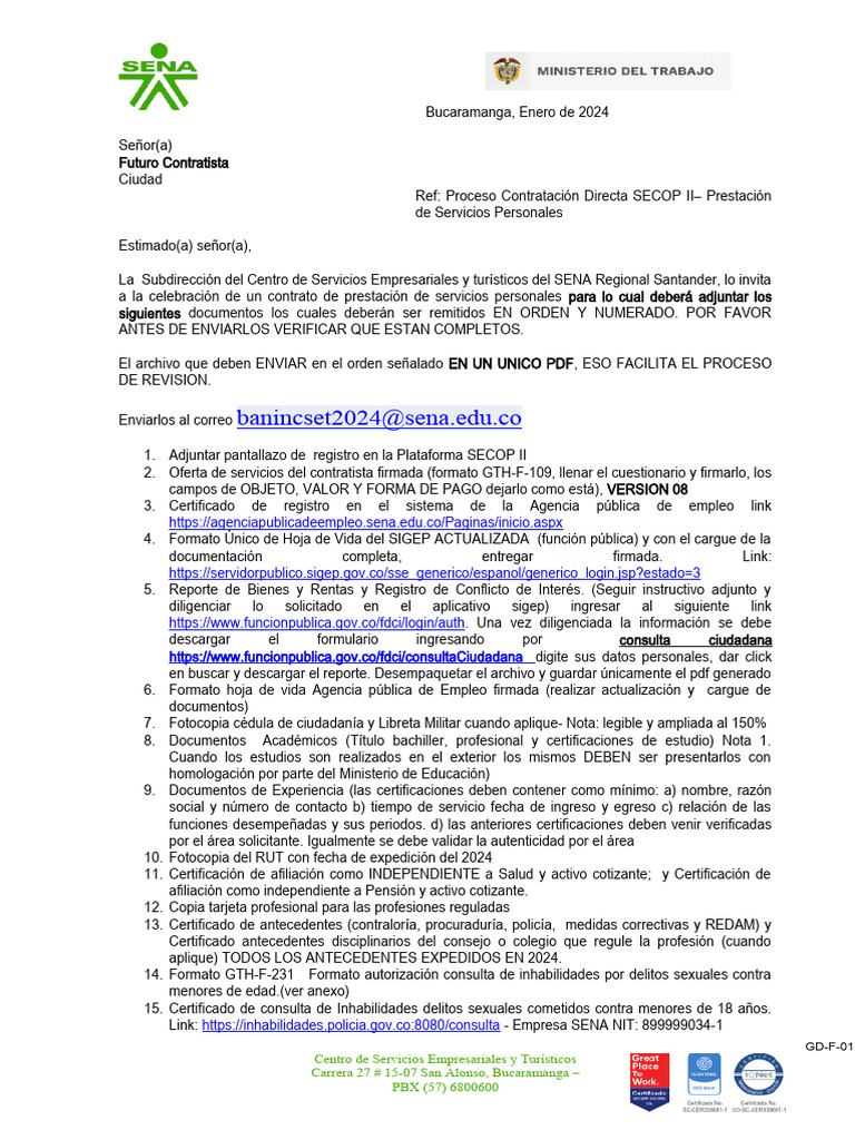 LISTA DOCUMENTOS 2024 (Administrativos) | PDF