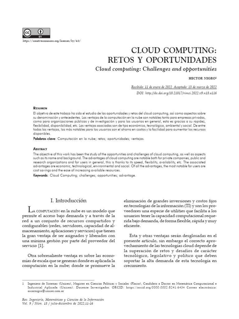 Retos y Ventajas del Cloud Computing | PDF | Computación en la nube | Servidor (Computación)