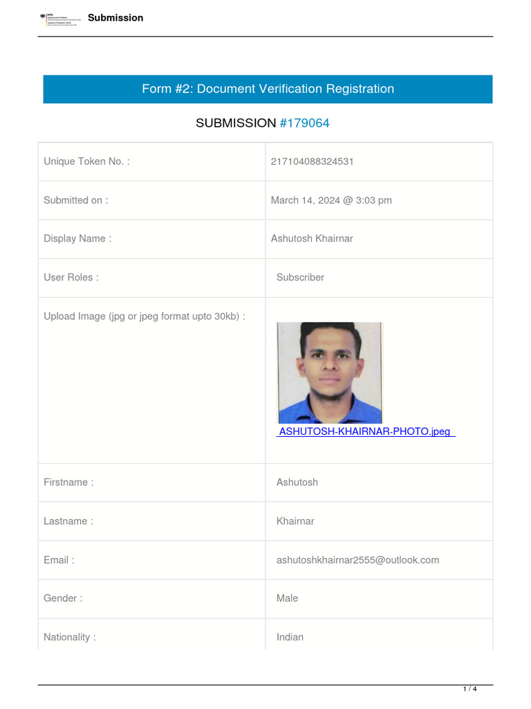 Document Verification Submission Details | PDF
