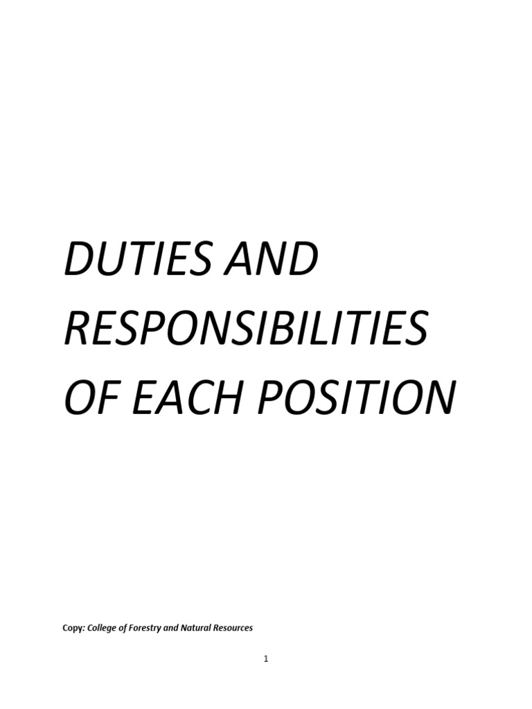 Duties and Responsibilities of Each Position | Download Free PDF ...