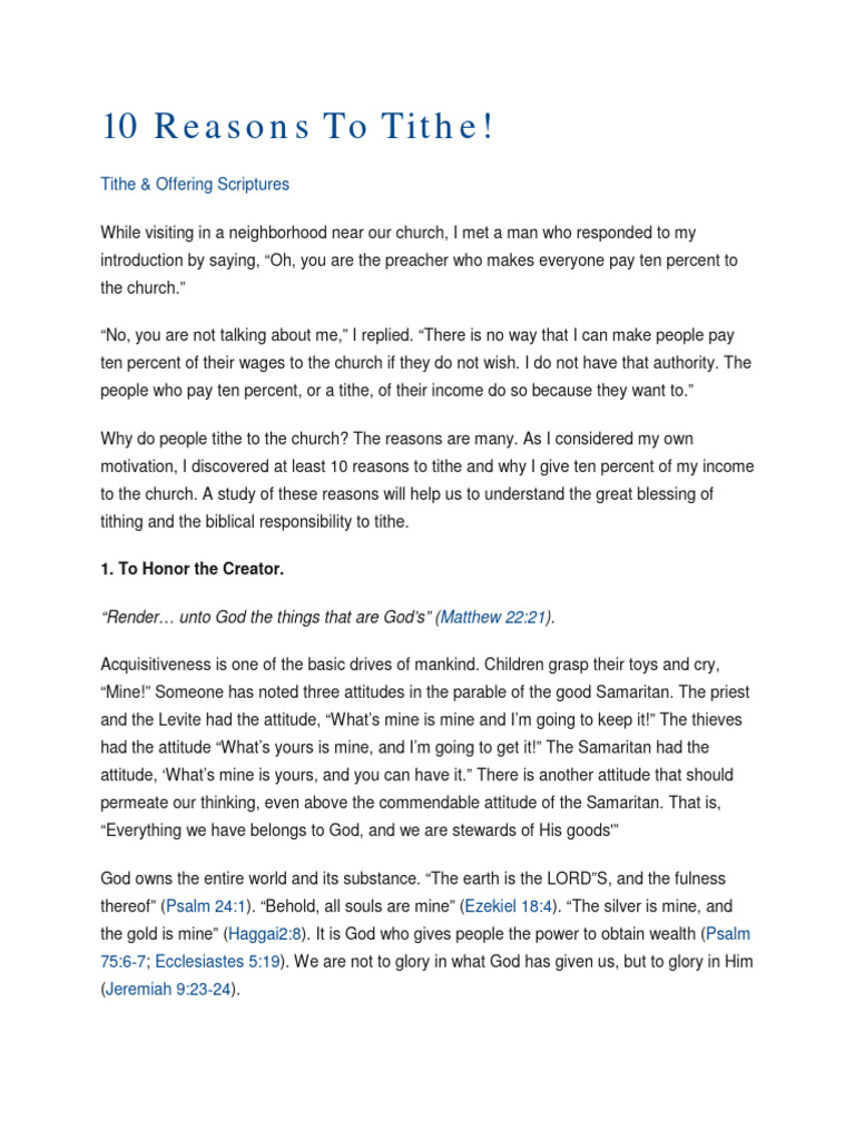 10 Reasons To Tithe | PDF | Tithe | Abraham