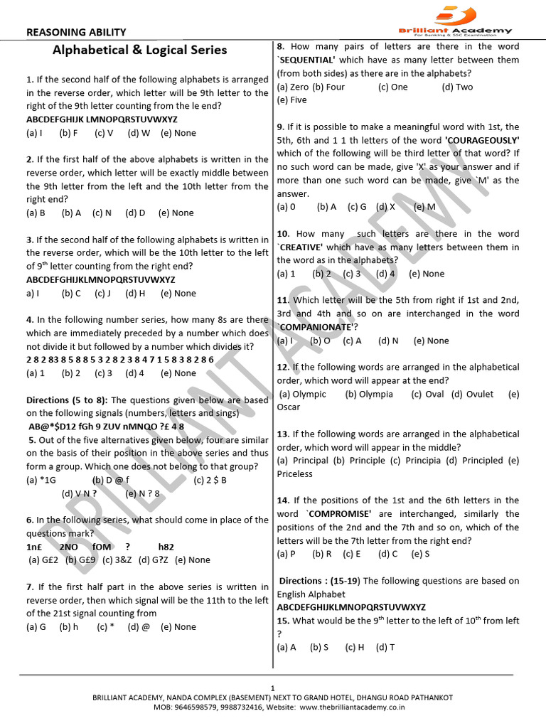 Alphabetical Logical Series | PDF | Latin Alphabet | Alphabet