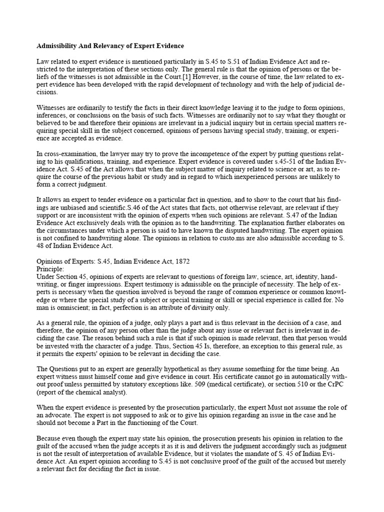 Expert Testimony | PDF | Expert Witness | Witness