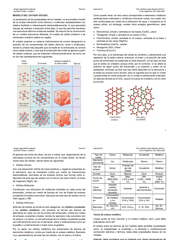 Enlace Metã¡lico R1 | PDF | Moléculas | Cristal