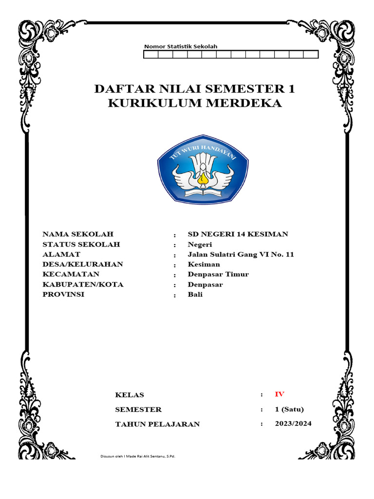Daftar Nilai Kurikulum Merdeka Semester 1 Bisa Untuk Semua Kelas Pdf