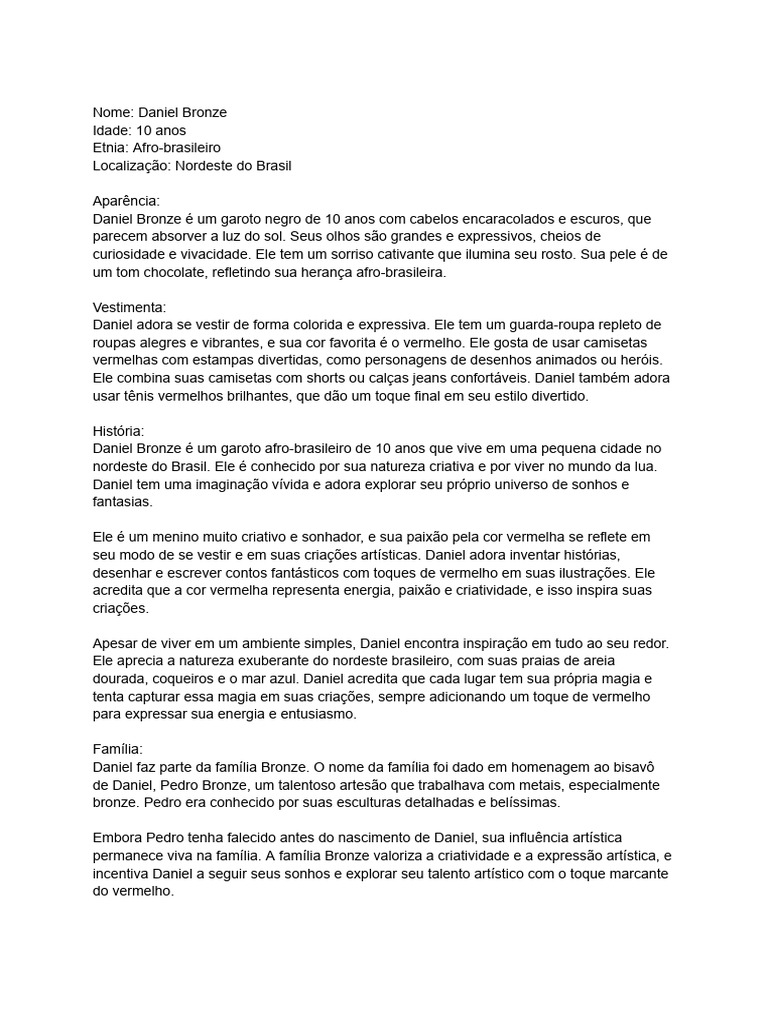 Ficha Daniel Bronze | PDF | Vermelho | Cor