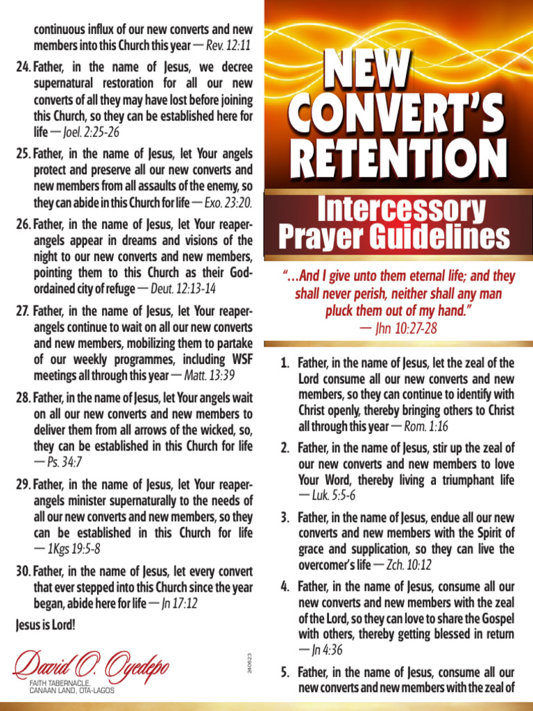 New Converts Retention Intercessory Prayer Guidelines | PDF