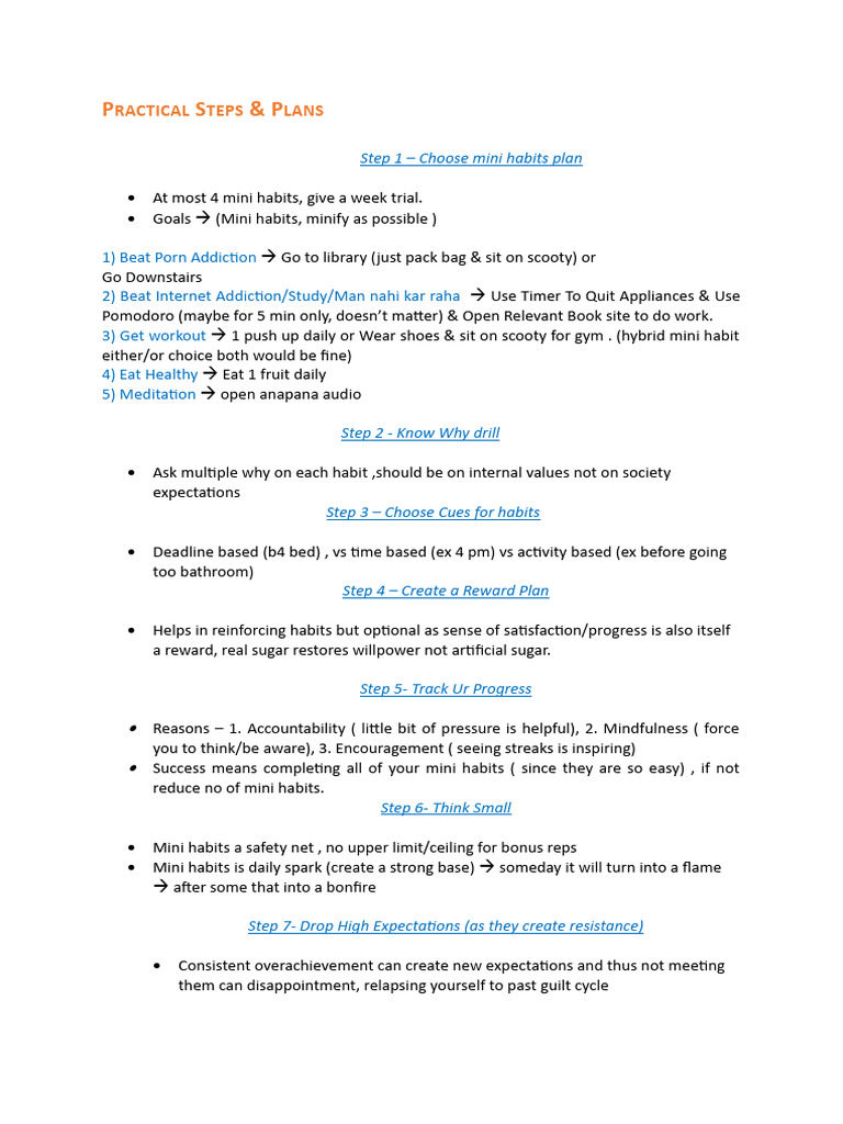 Mini Habits Notes | PDF | Self Control | Self-Management