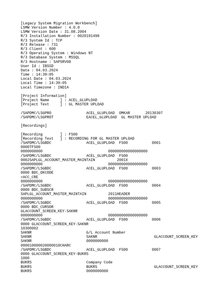 LSMW_TCP_ACEL_GLUPLOAD | PDF | System Software | Software